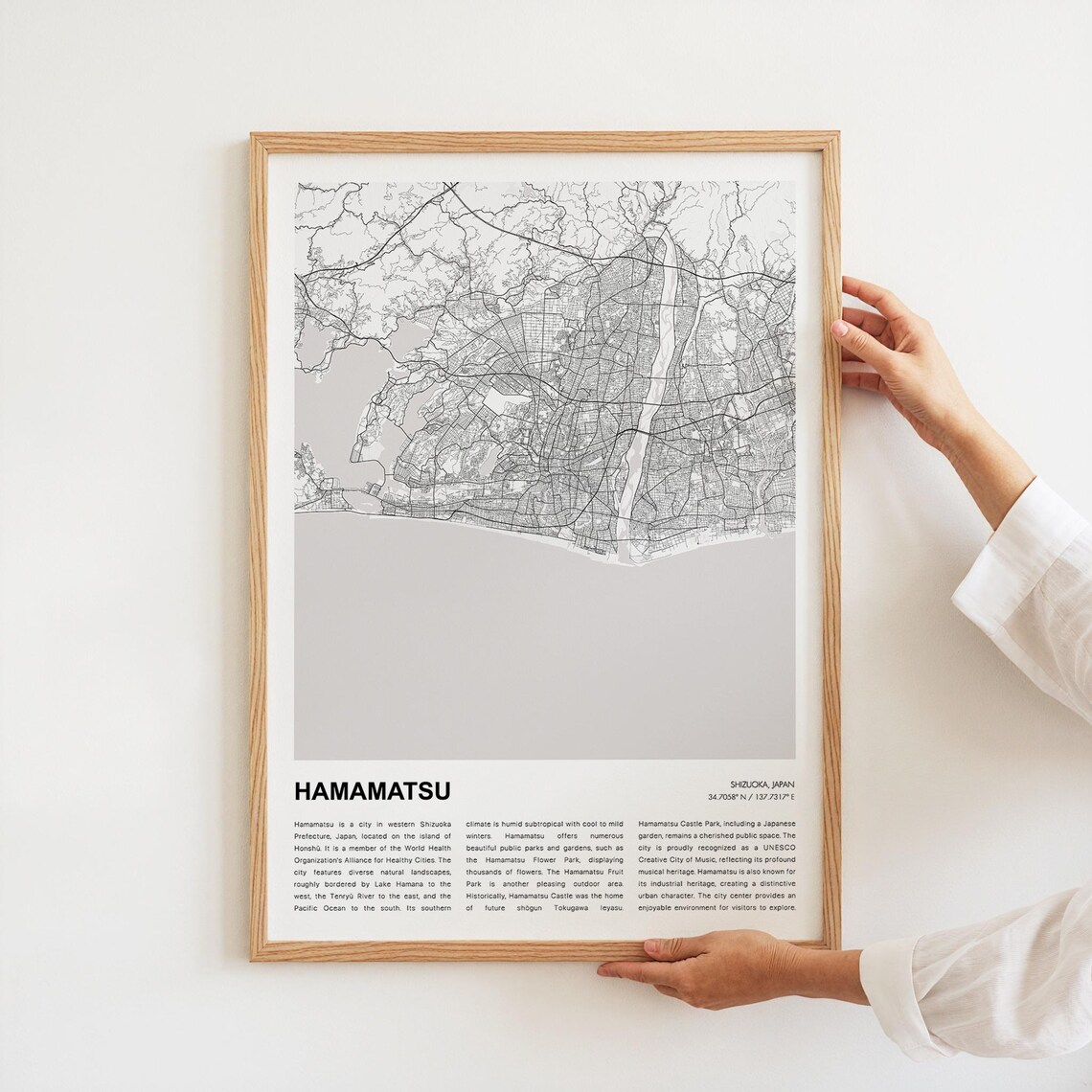 Hamamatsu Map Print, Hamamatsu Travel Map, Hamamatsu Wall Decor Art ...