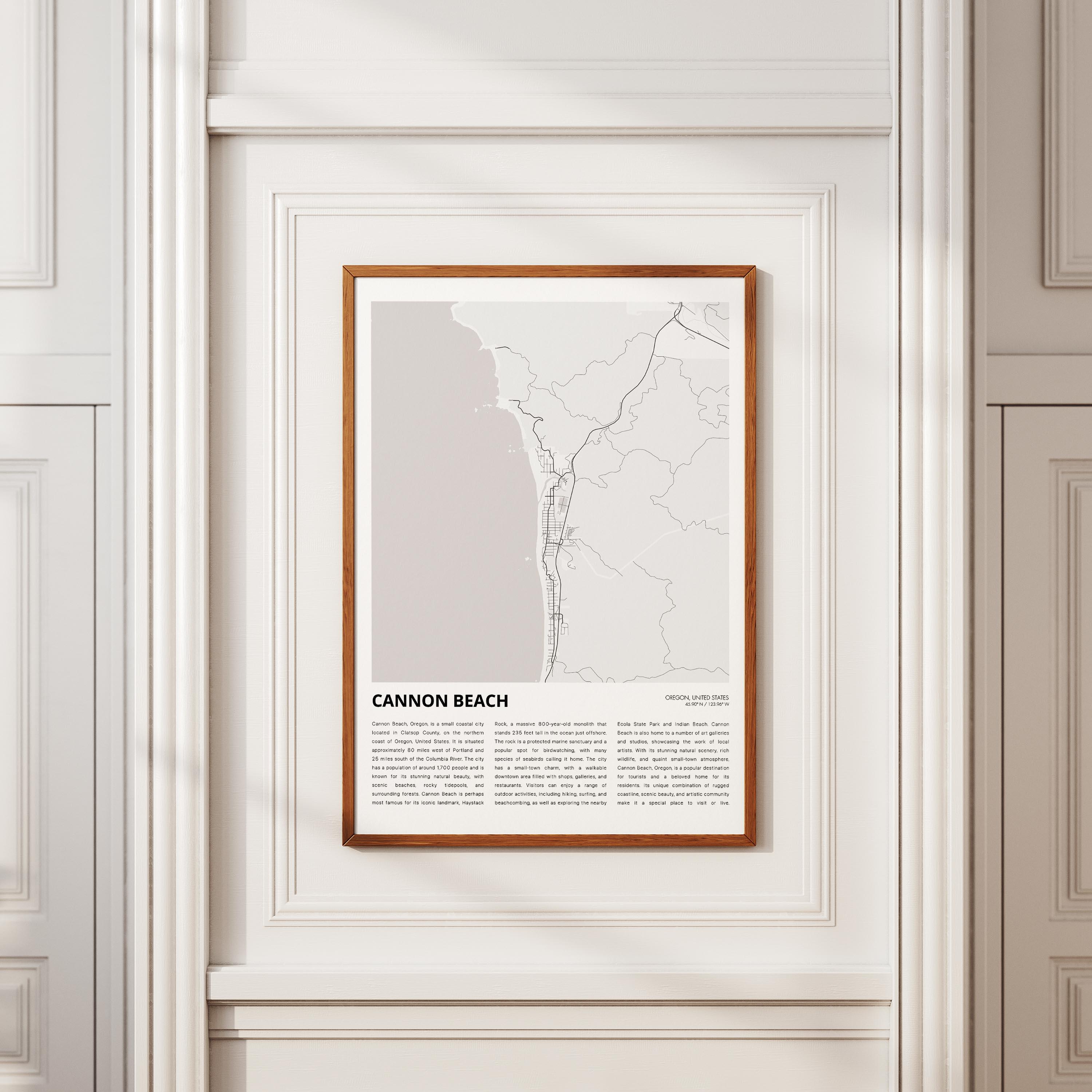 Cannon Beach Map Print, Cannon Beach Travel Map, Cannon Beach Wall ...