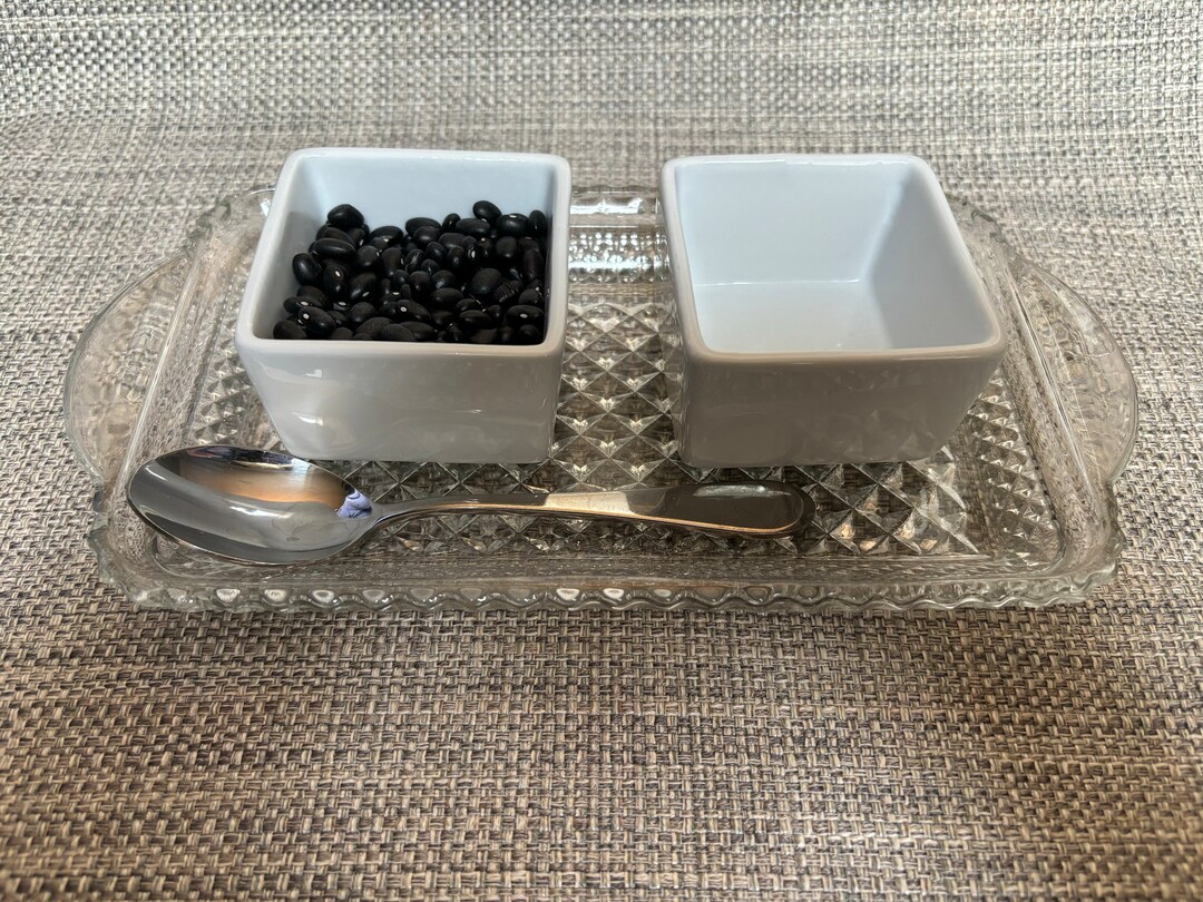 Montessori Practical Life Inspired 1:1 Dry Spooning Glass Tray White ...