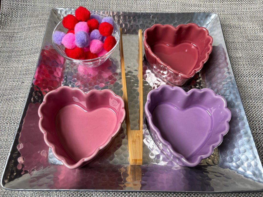 Montessori Valentine's Day Tonging 1:3 Extension Activity Red, Purple ...