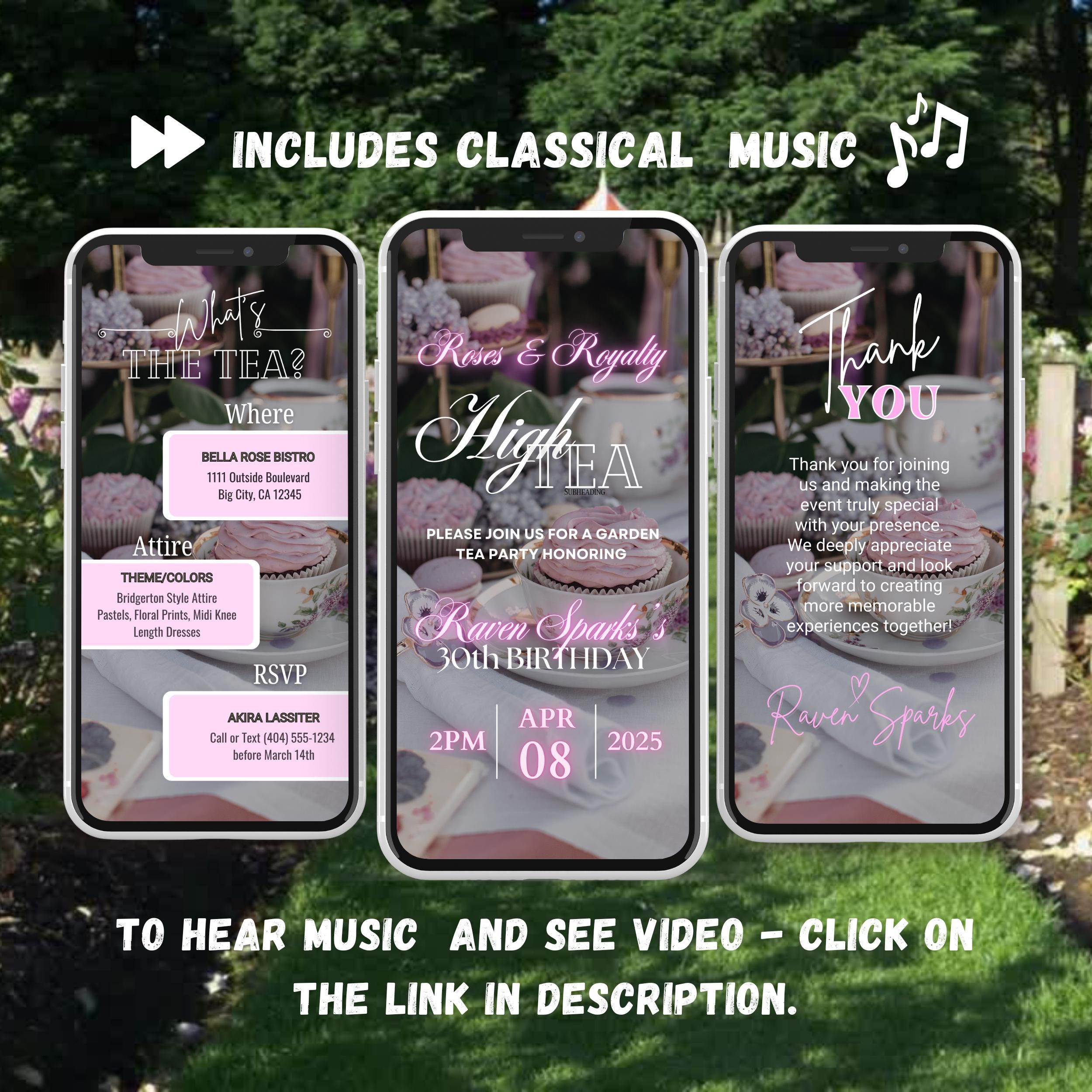 Roses Royalty High Tea Party Invitation, Garden Party Digital Invite ...