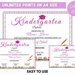 Kindergarten Graduation Certificate, Kindergarten Diploma, Kindergarten ...