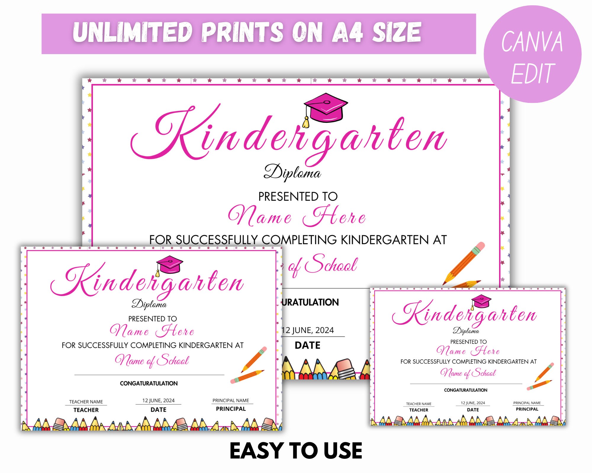 Kindergarten Graduation Certificate, Kindergarten Diploma, Kindergarten ...