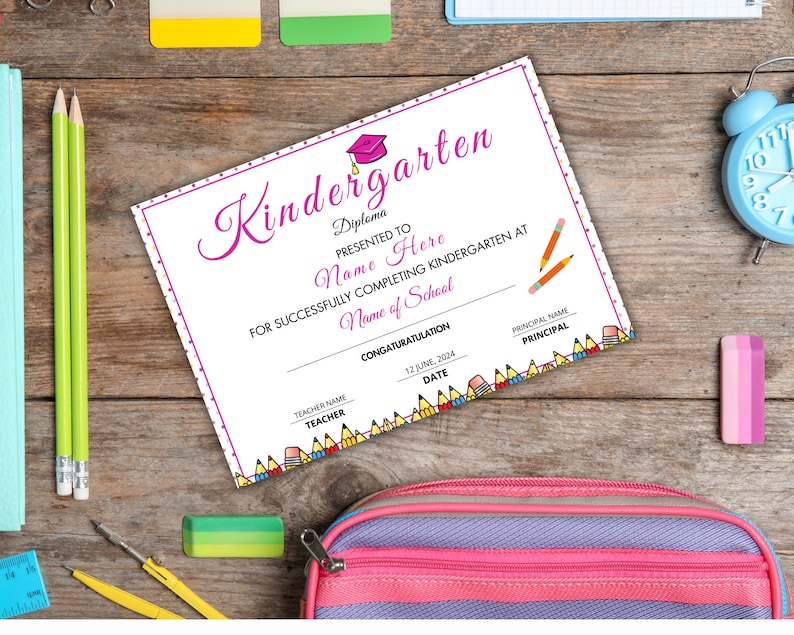 Kindergarten Graduation Certificate, Kindergarten Diploma, Kindergarten ...