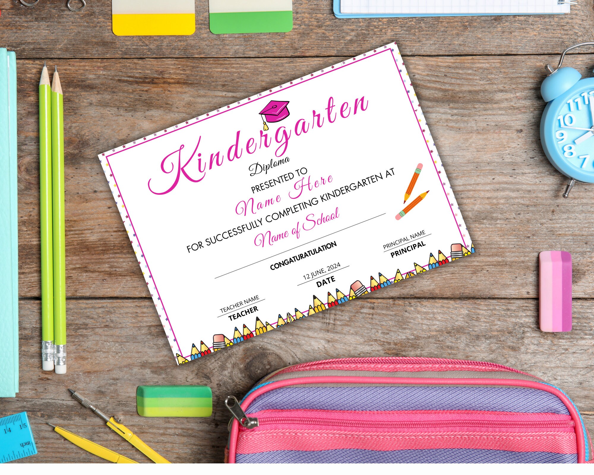 Kindergarten Graduation Certificate, Kindergarten Diploma, Kindergarten ...