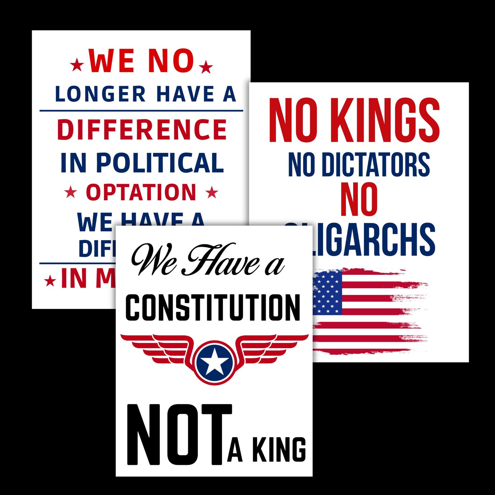 Printable Anti Trump Protest Signs Bundle, No Kings Day Poster Signs ...