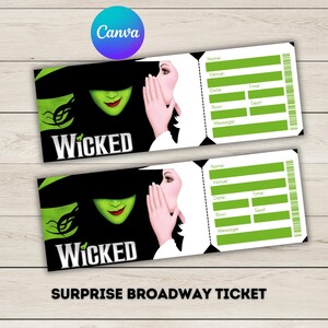 Editable Wicked Broadway Surprise Ticket, Musical Theatre Faux Event ...