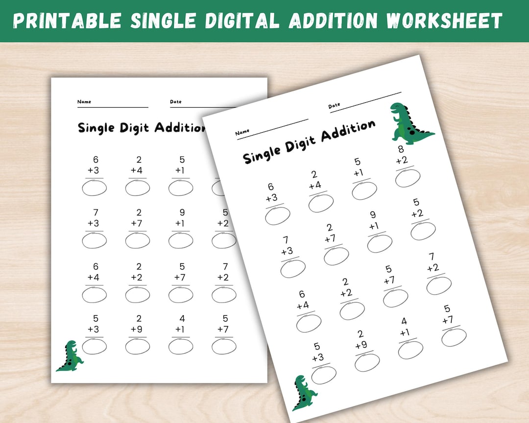 Printable Single Digit Addition Worksheet Template, Math Worksheets ...