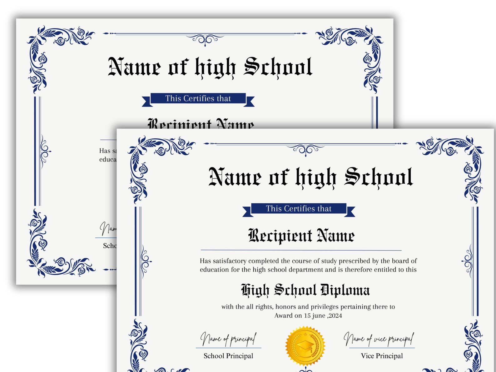Printable High School Diploma Template, Home School Diploma, High ...