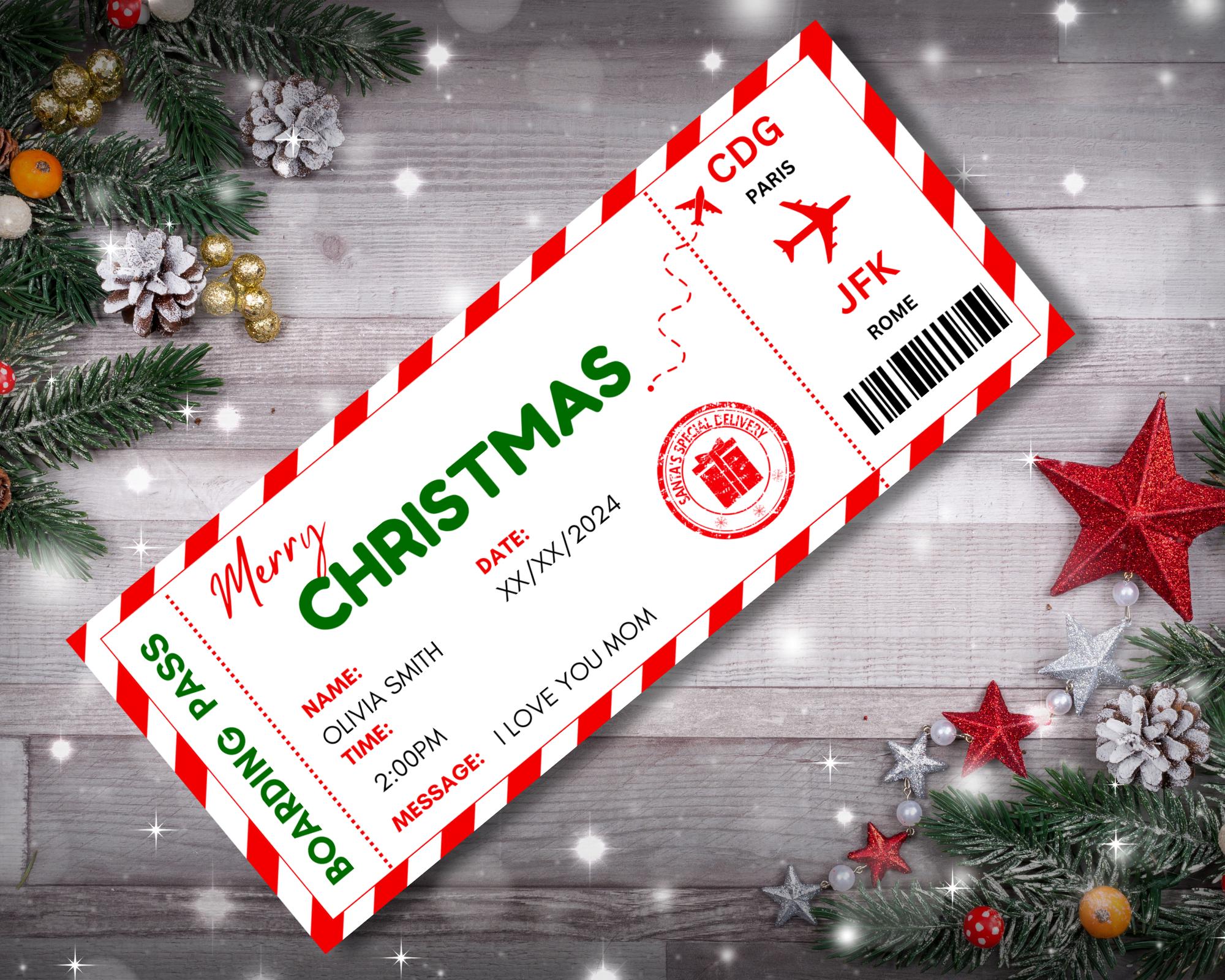 Christmas Boarding Pass Template, Editable Boarding Pass, Xmas Boarding ...