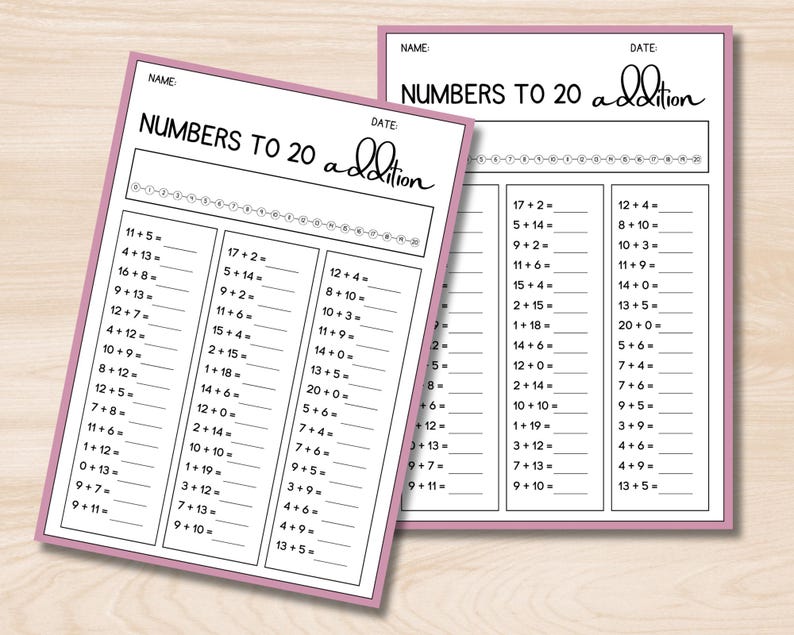 Printable Addition Worksheet Template, Math Worksheets Kids, Mental ...