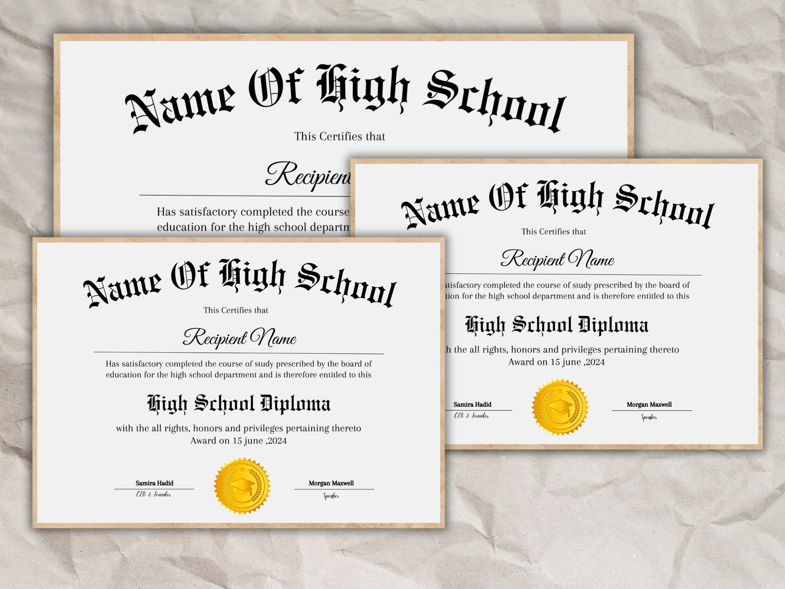 Printable High School Diploma Template, Home School Diploma, High ...