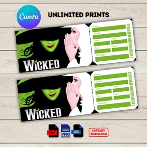 Editable Wicked Broadway Surprise Ticket, Musical Theatre Faux Event ...