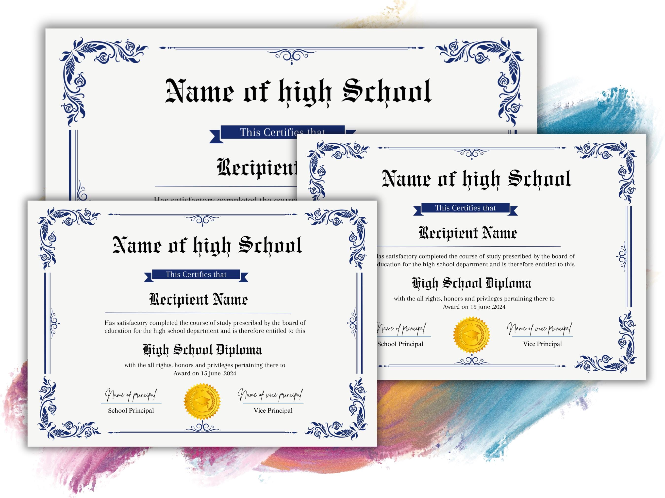 Printable Home School Diploma, High School Diploma Template, High ...