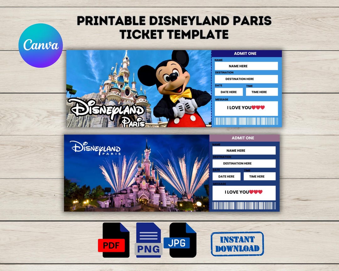 Billet modifiable pour Disneyland Paris Boarding Pass, billet surprise ...