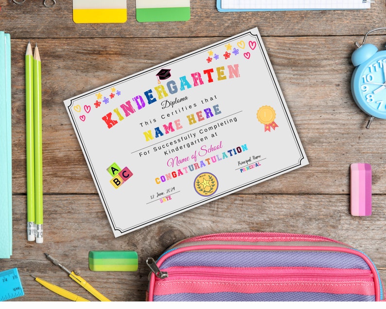 Editable Kindergarten Graduation Certificate, Kindergarten Diploma ...