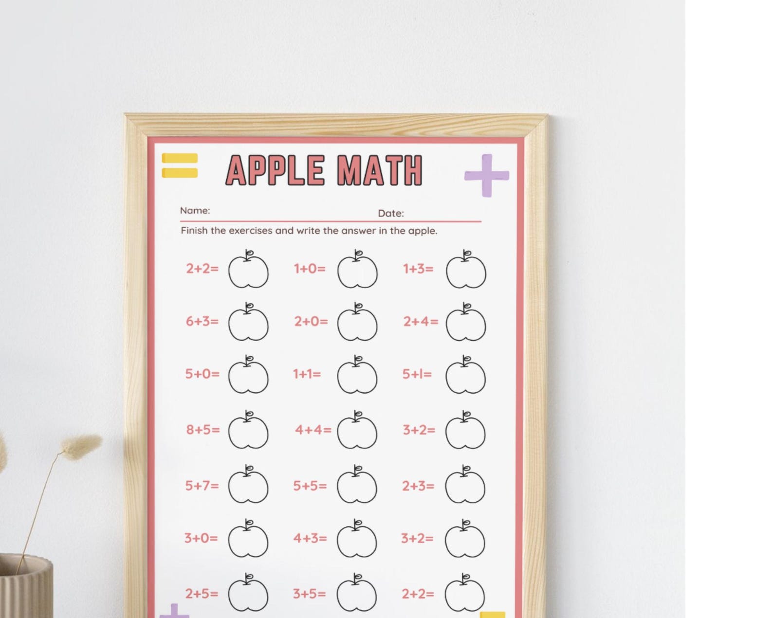 Printable Preschool Math Addition Worksheets, Apple Math Addition ...