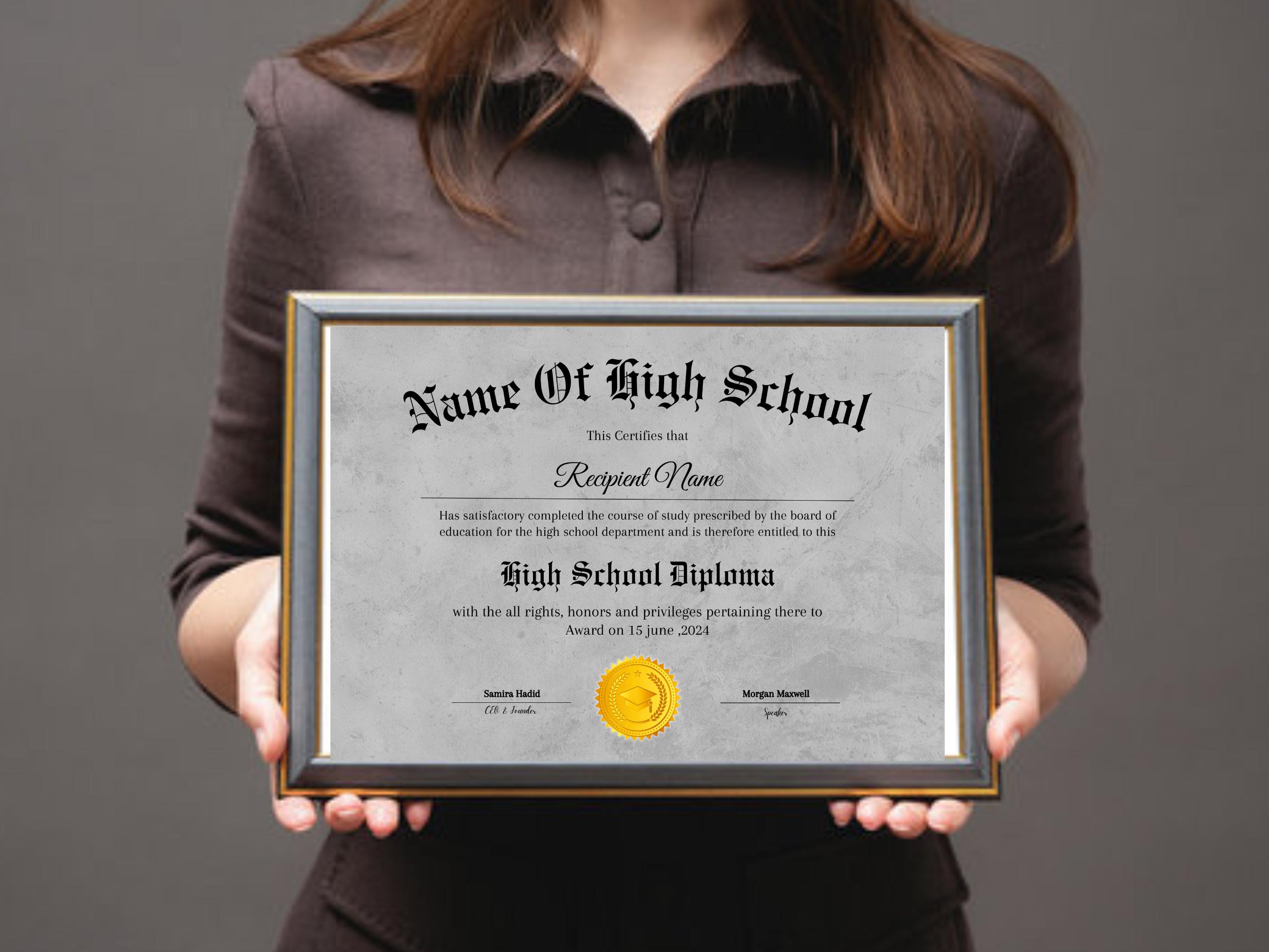 Printable High School, Printable Certificate With Seal, Diploma ...