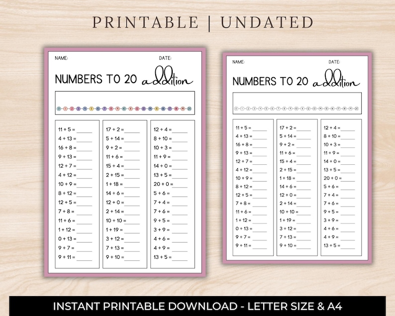 Printable Addition Worksheet Template, Math Worksheets Kids, Mental ...