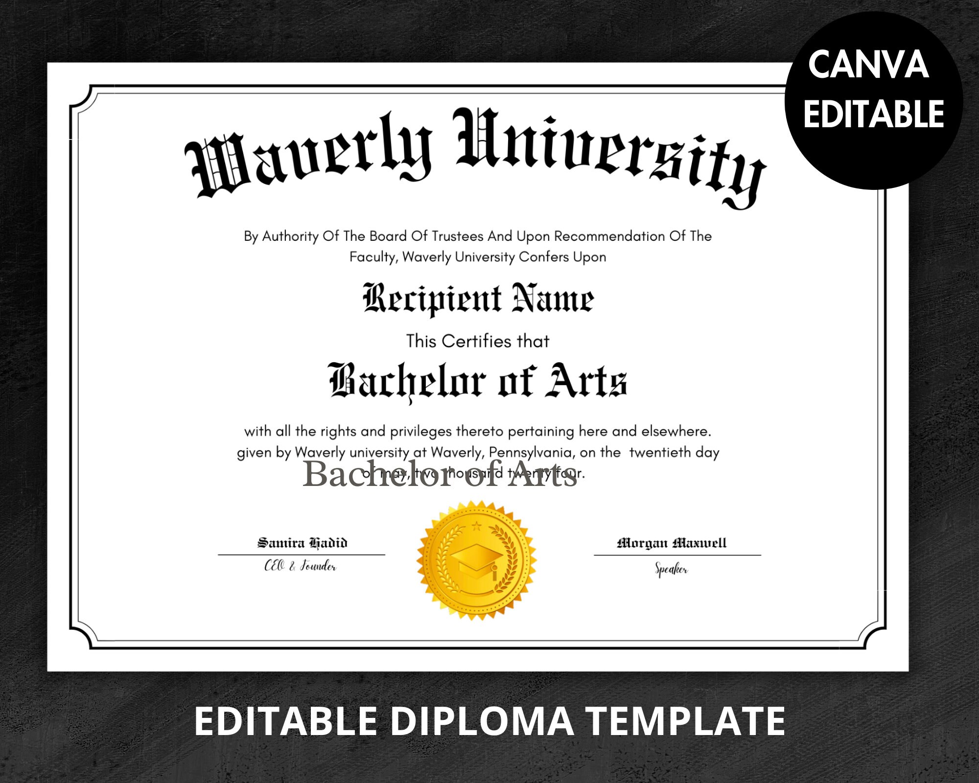 Printable High School Diploma Template, Home School Diploma, High ...