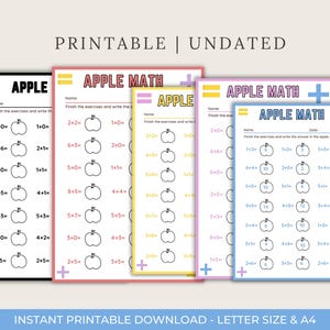 Printable Preschool Math Addition Worksheets, Apple Math Addition ...