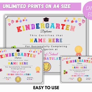 Editable Kindergarten Graduation Certificate, Kindergarten Diploma ...
