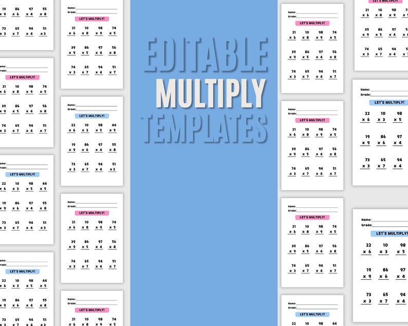 Printable Multiply Activity for Kids,editable Multiplication Worksheets ...