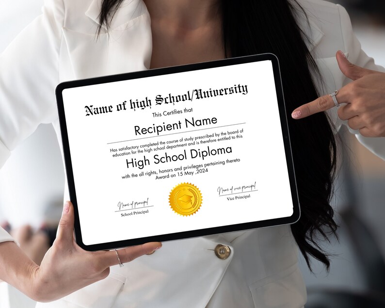 Printable High School Diploma Template, High School Graduation ...