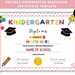 Editable Kindergarten Diploma Template, Graduation Diploma, Printable ...