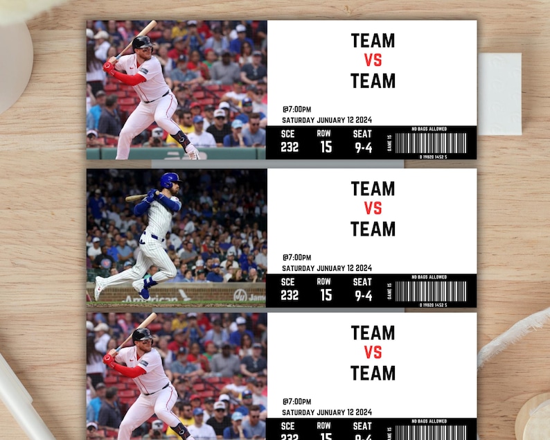 Personalized Baseball Ticket Template, Custom Baseball Keepsake Ticket ...