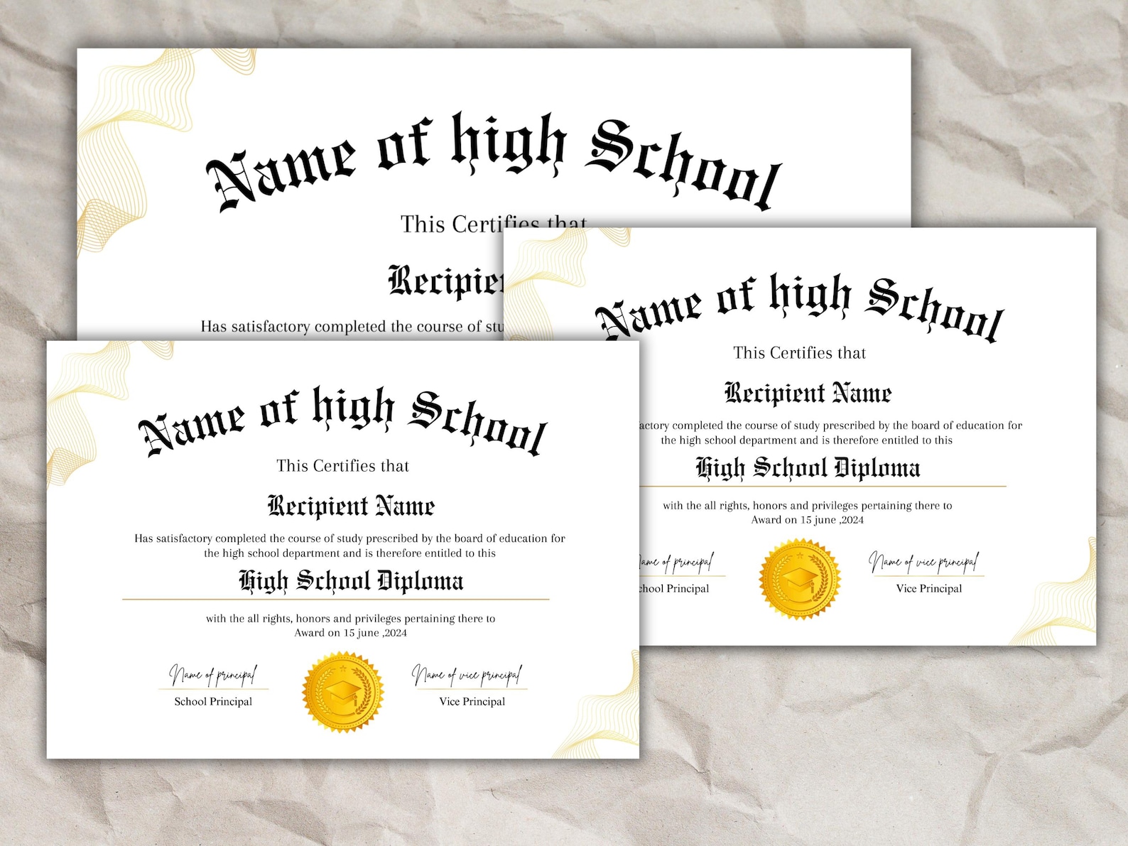 Printable High School Diploma Template, Home School Diploma, High ...