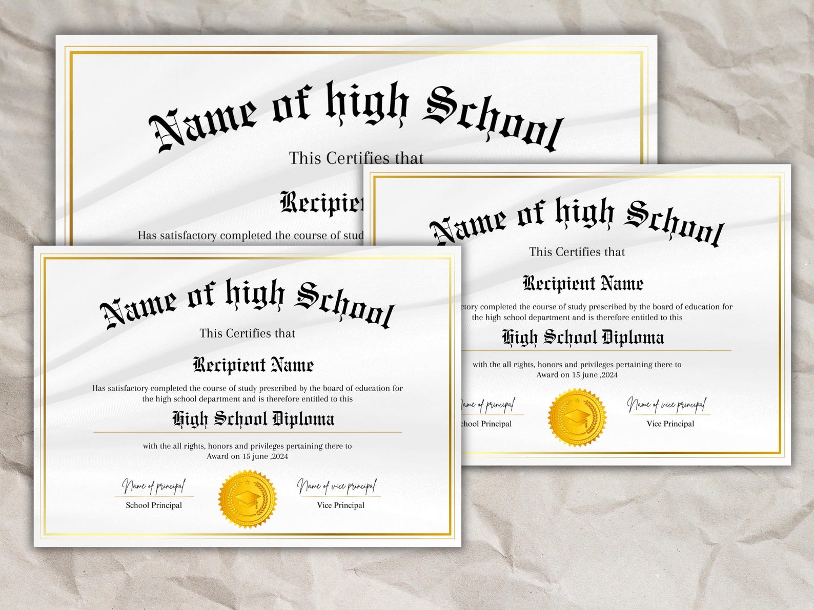 Printable High School Diploma Template, Home School Diploma, High ...
