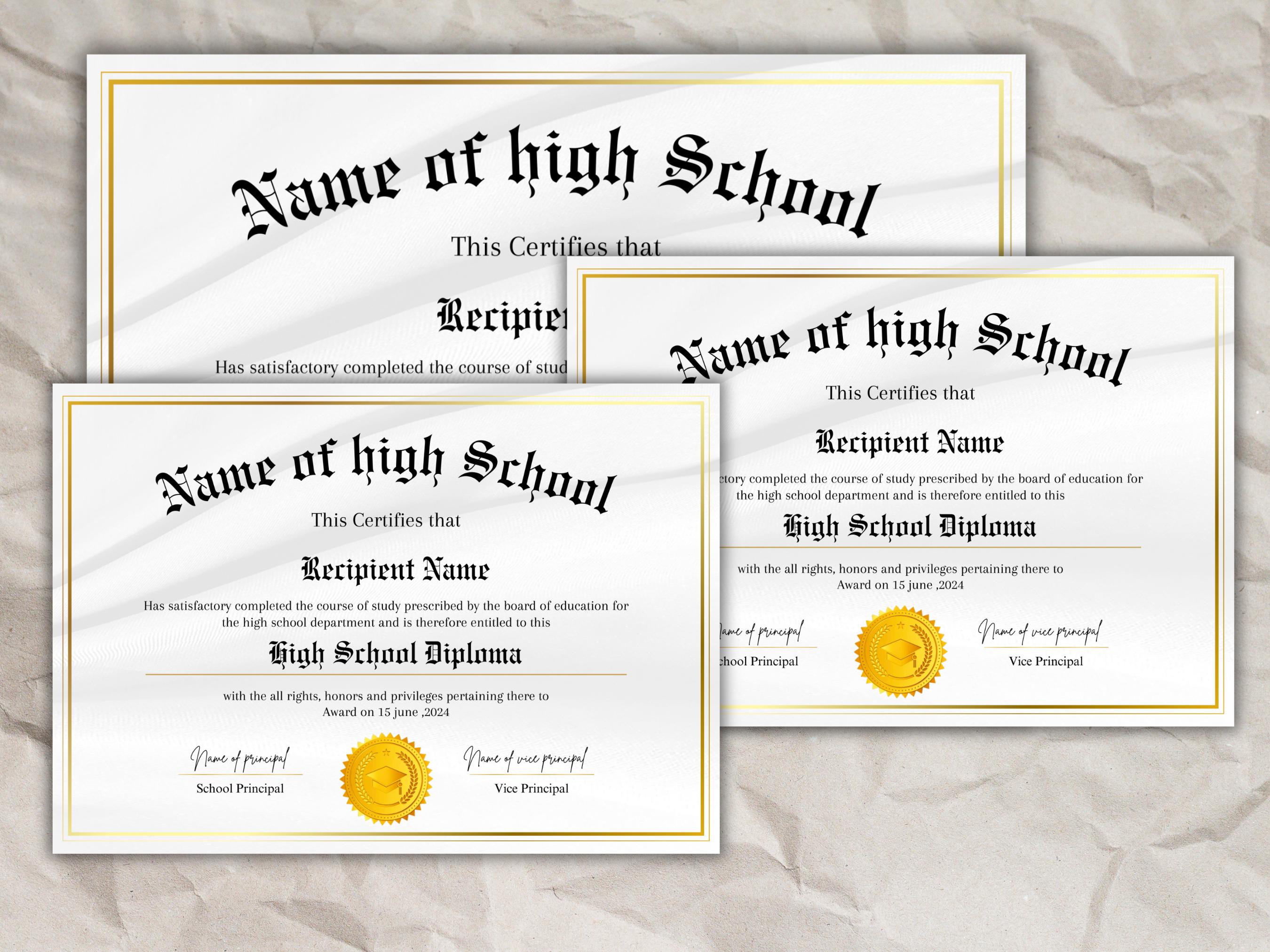 Printable High School Diploma Template, Home School Diploma, High ...