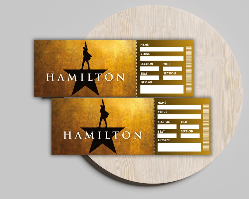 Editable Hamilton Musical Theatre Ticket Template, Personalized Gift ...