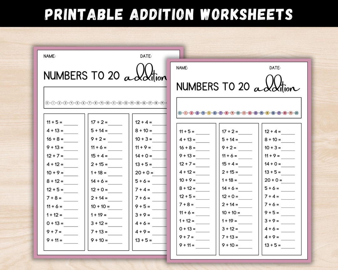 Printable Addition Worksheet Template, Math Worksheets Kids, Mental ...