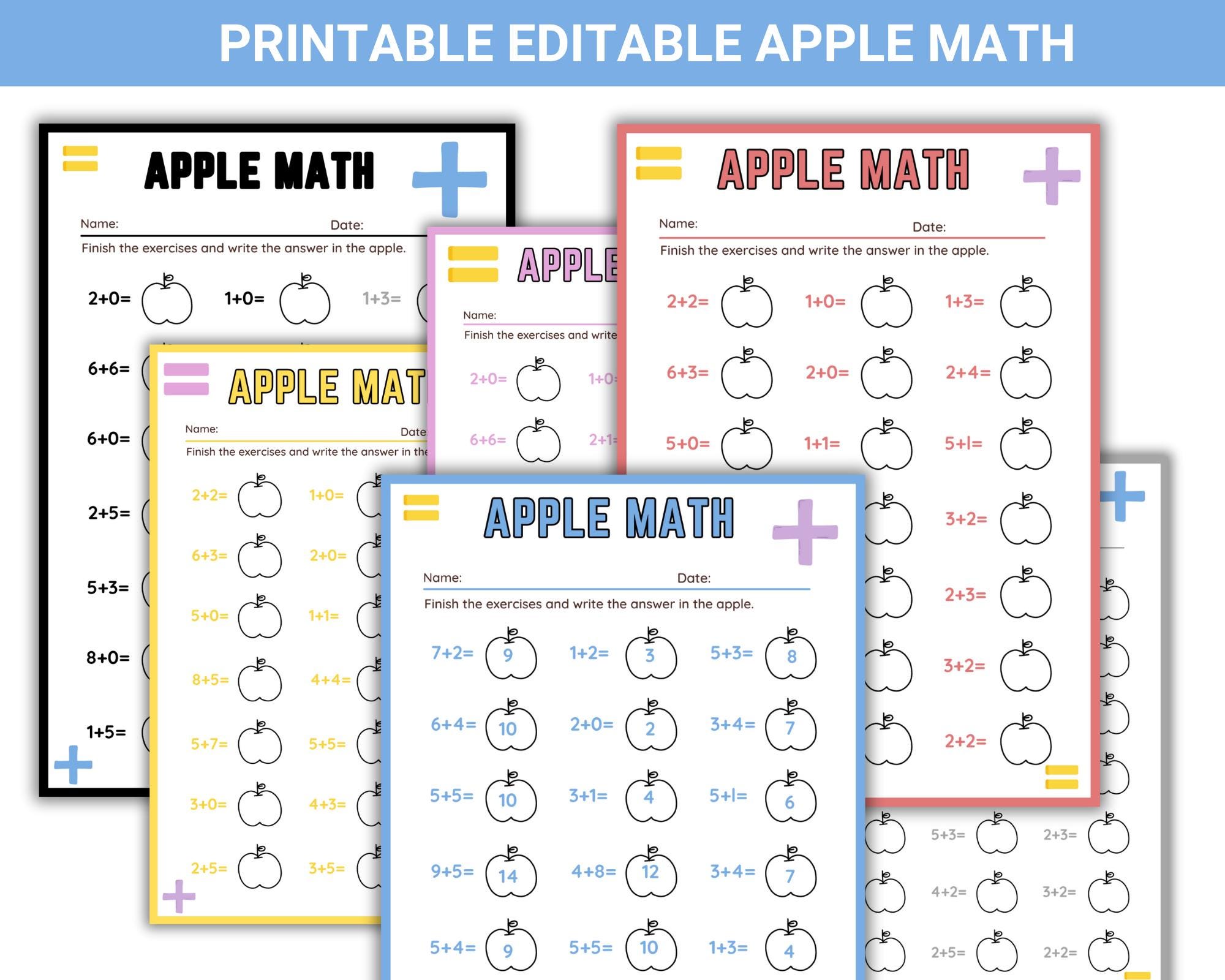 Printable Preschool Math Addition Worksheets, Apple Math Addition ...