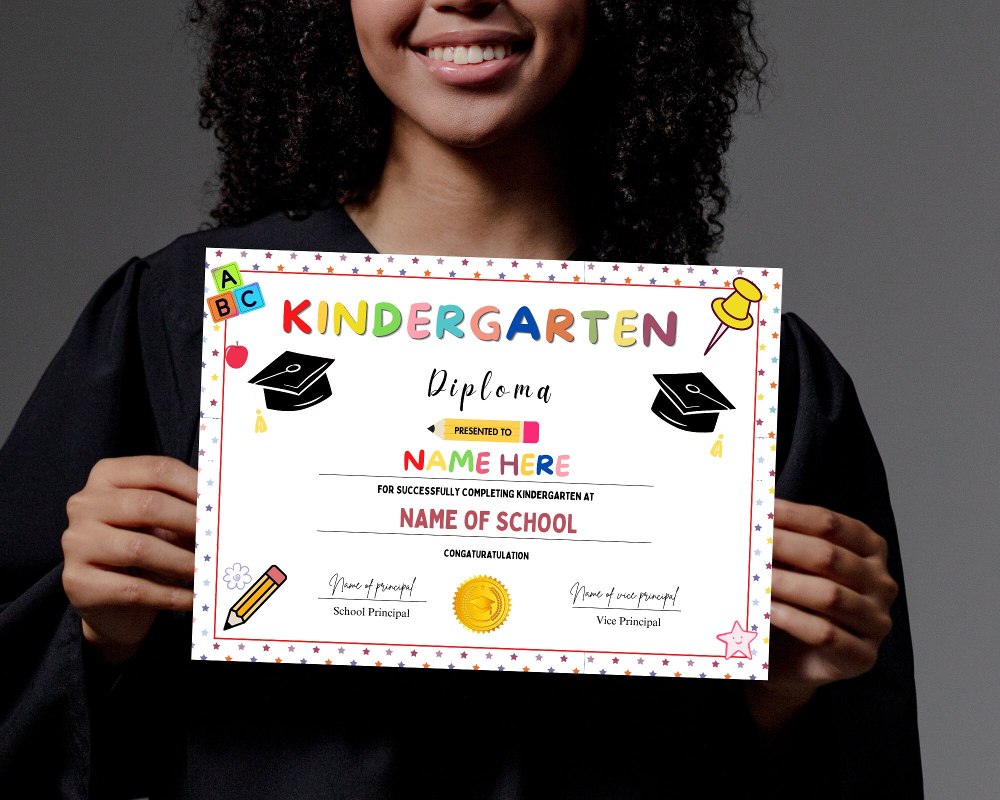 Editable Kindergarten Diploma Template, Graduation Diploma, Printable ...