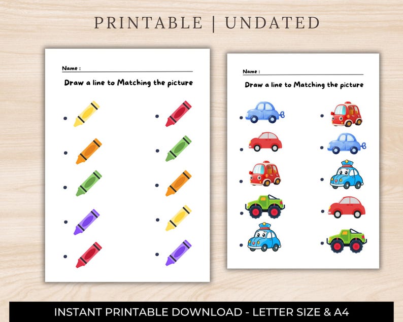 Printable Matching Worksheets, Match the Picture, Kindergarten ...