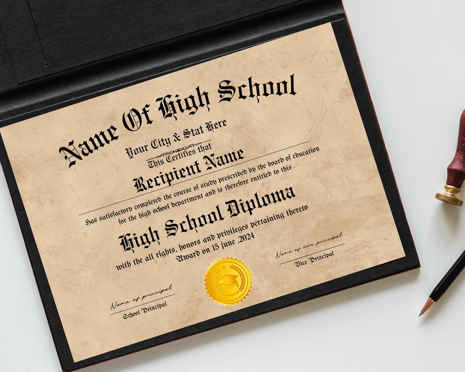 Druckbare Abitur Vorlage, Haus Schuldiplom, Abitur, Diploma Replik ...