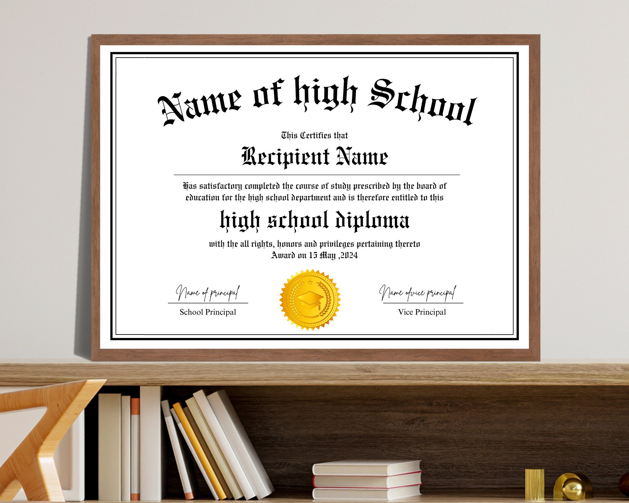 Printable High School Diploma Template, Home School Diploma, High ...