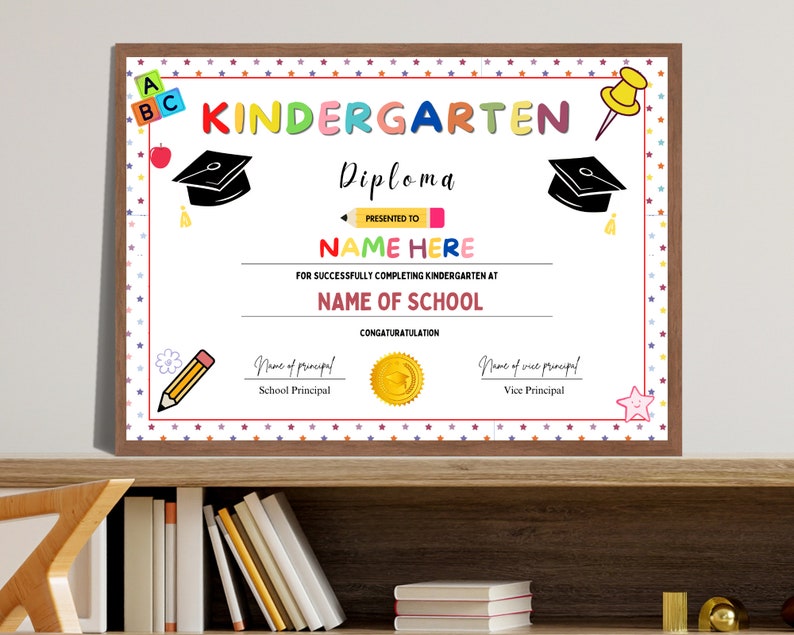 Editable Kindergarten Diploma Template, Graduation Diploma, Printable ...