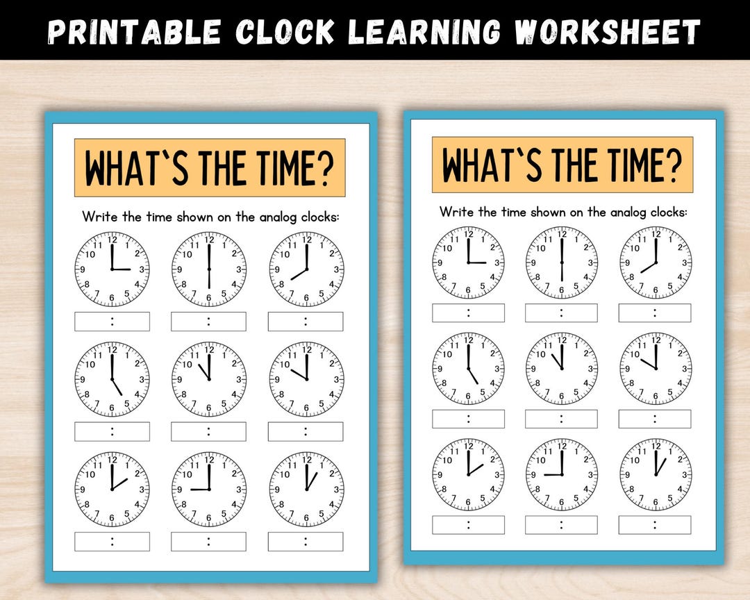Printable Clock Learning Worksheet, Time Worksheets, Digital Clock ...
