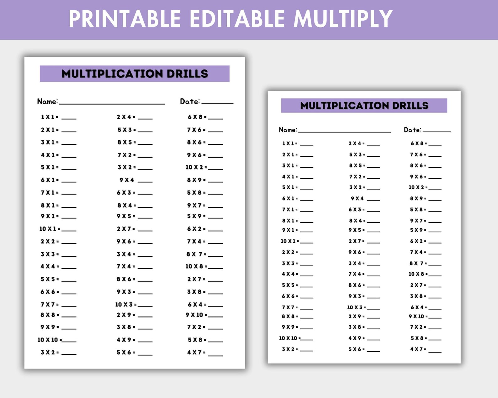 Printable Multiply Activity for Kids,multiplication Worksheets ...