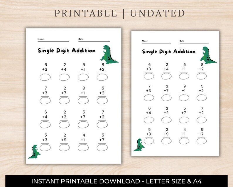 Printable Single Digit Addition Worksheet Template, Math Worksheets ...