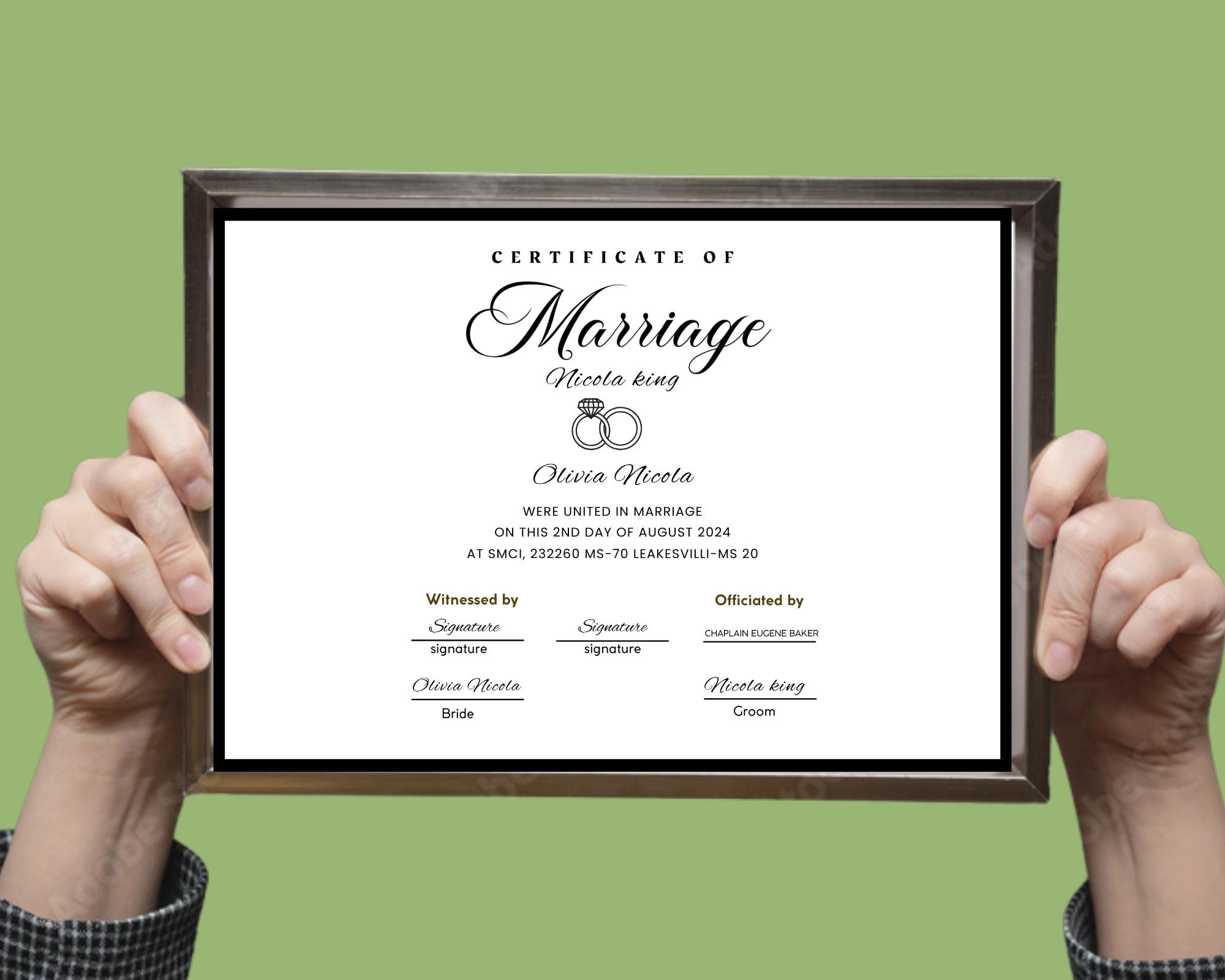 Printable Marriage Certificate Template, Custom Certificate of Marriage ...