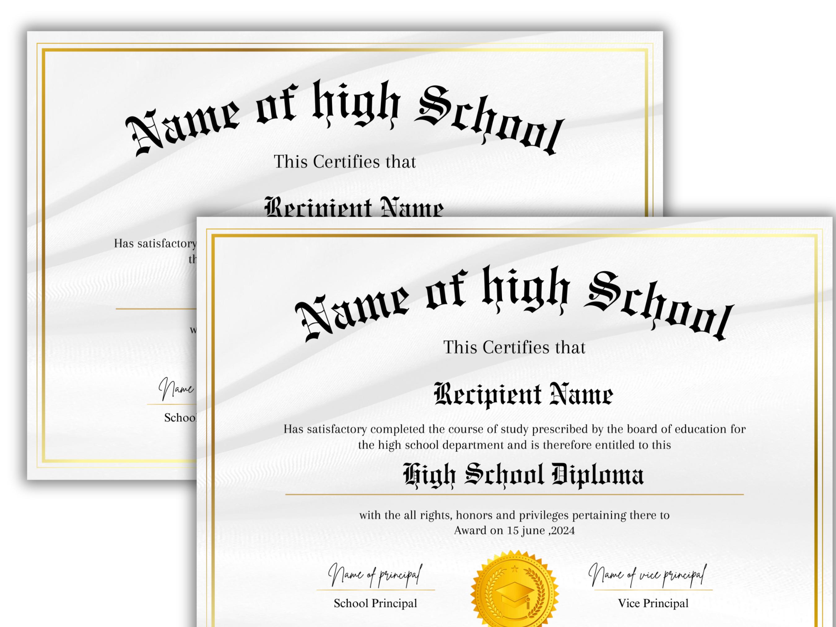 Printable High School Diploma Template, Home School Diploma, High ...