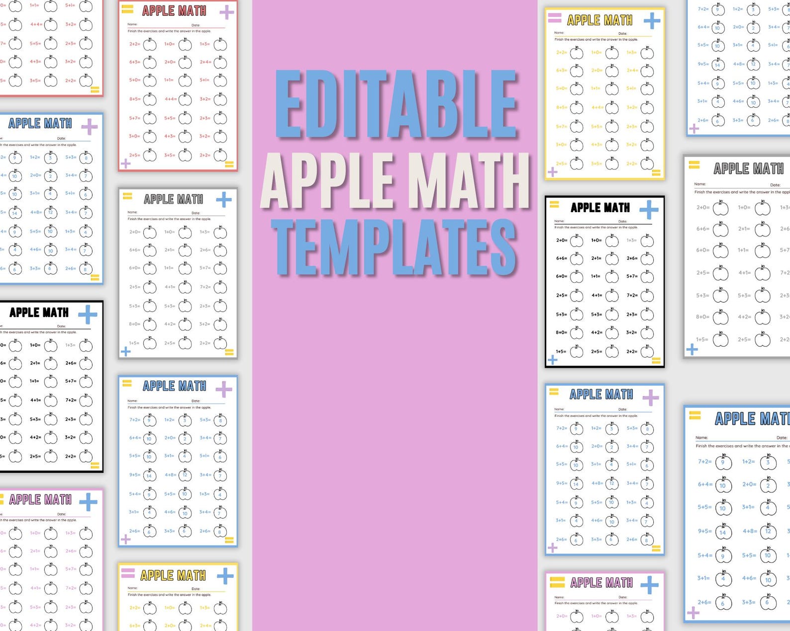 Printable Preschool Math Addition Worksheets, Apple Math Addition ...