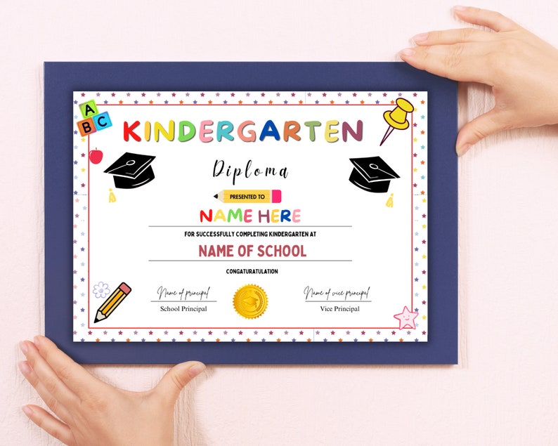 Editable Kindergarten Diploma Template, Graduation Diploma, Printable ...