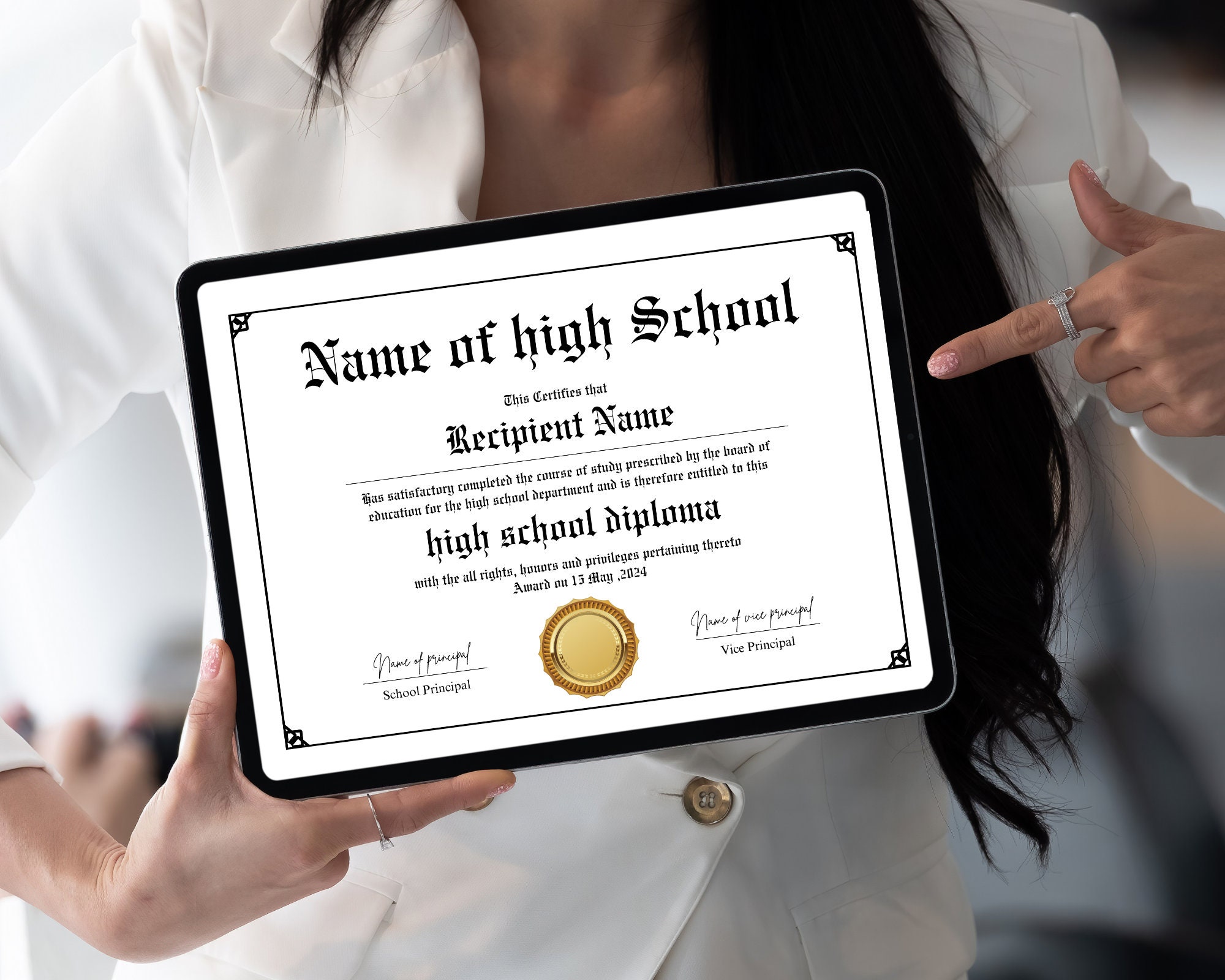 Printable High School Diploma Template, High School Graduation ...