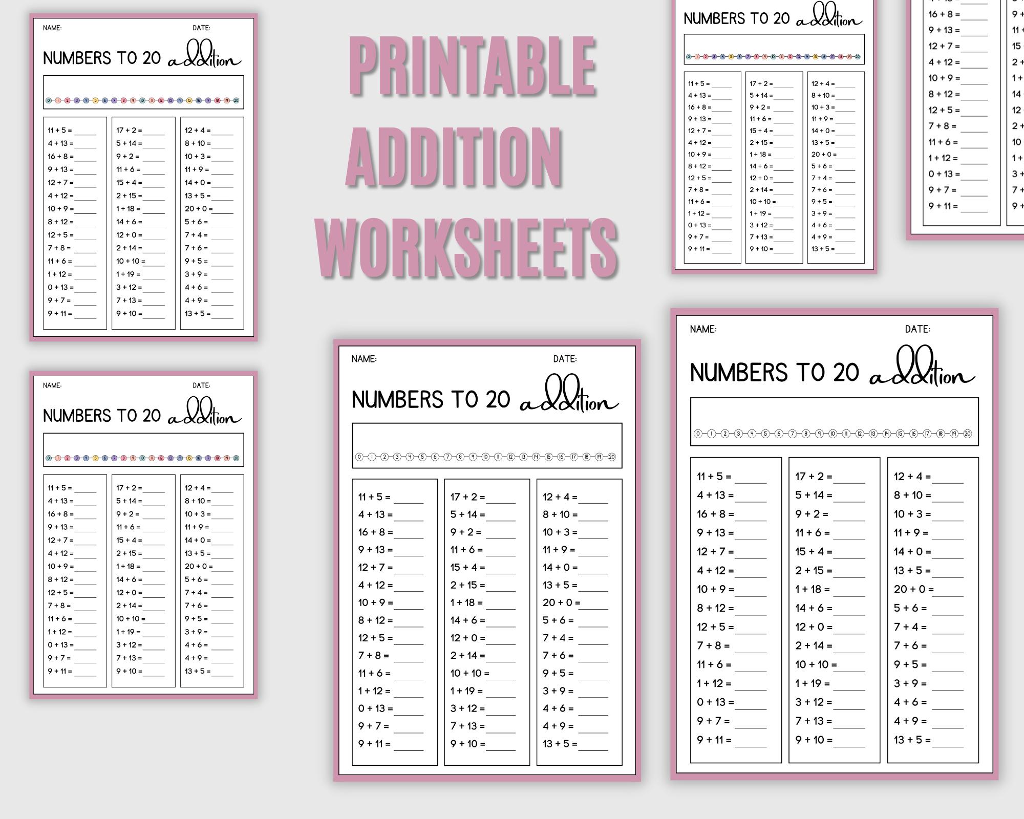 Printable Addition Worksheet Template, Math Worksheets Kids, Mental ...